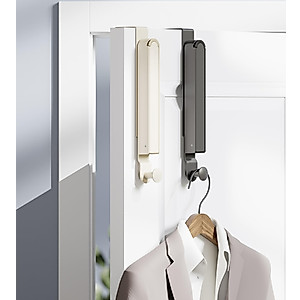 KitchLife Folding Clothes Drying Rack with Over The Door Foldable Travel Hanger with Retractable Hanging Rod– Space Saving Laundry Solution, Space Grey