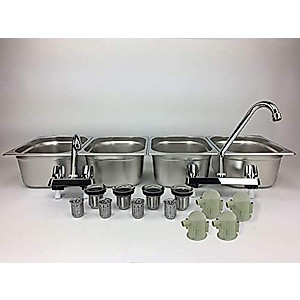 4 Large Compartment Concession Sink Portable 4 Traps Hand Washing Food Truck Trailer