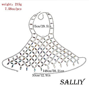 Aiosy Sparkly Rhinestone Body Chain Bra Silver Women Crystal Backless Chest Chains Bikini Halter Mesh Tops Layered Rave Outfits Jewelry Sexy Harness Body Accessories for Nightclub Festival Party Beach