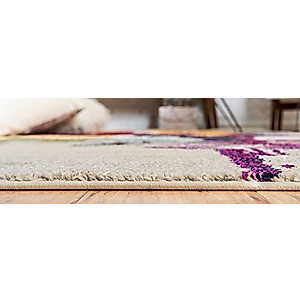 Unique Loom Estrella Collection Bright Colors, Geometric, Abstract, Modern Area Rug, 5 ft x 8 ft, Beige/Yellow