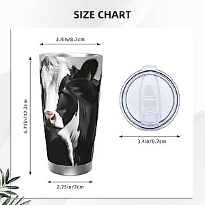 Black White Cows Tumbler with Lid and Straw 20oz Stainless Steel Car Cup for Hot and Cold Drinks, Double Wall Insulated Travel Coffee Mug Reusable Drink Thermos Cup Birthday Gifts