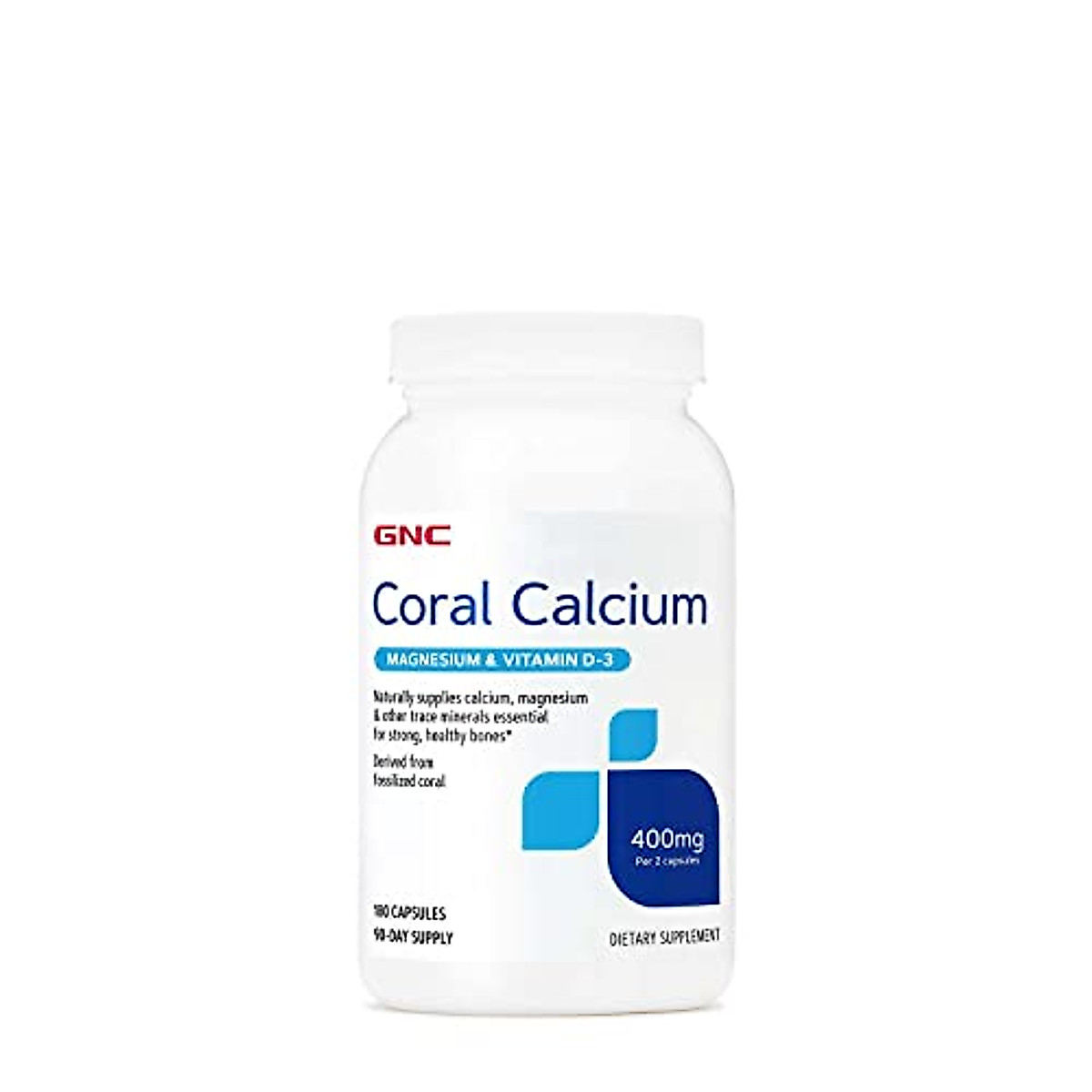 GNC Coral Calcium 400mg with Magnesium and Vitamin D3, 180 Capsules, Supplies Calcium and Magnesium for Healthy Bones and Teeth