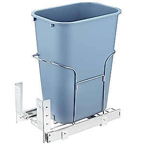 VEVOR Pull-Out Trash Can, 35L Single Bin, Under Mount Kitchen Waste Container with Slide, Handle and Door Mounting Kit, 110 lbs Load Capacity Heavy Duty Garbage Recycling Bin for Kitchen Cabinet, Sink