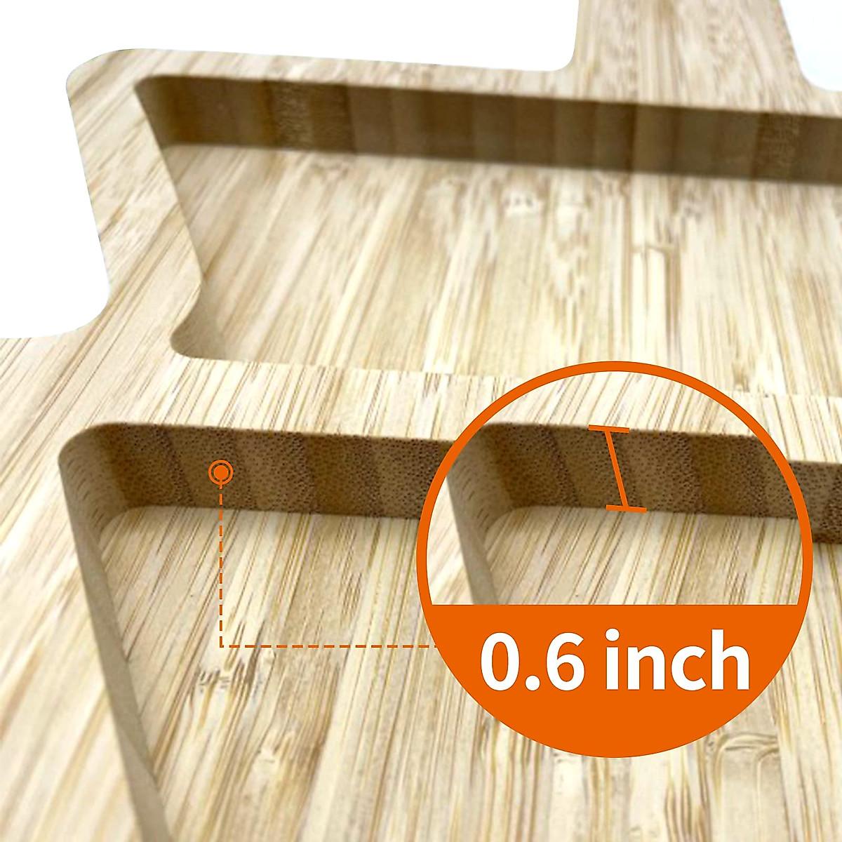 Bamboo Serving Platter, Multiple Spaces Reusable Bamboo Plates, Novel Shape Charcuterie Board Set with Knife & Fork, Fruit, Bread, Salad Plate for Christmas Thanksgiving (Christmas Tree)