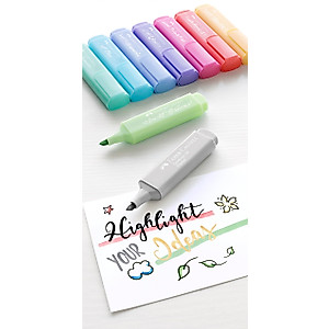 Faber-Castell Pastel Highlighter Set - 8 Chisel Tip Highlighter Pens in Assorted Pastel Colors, Multi (FC154609)