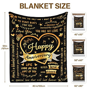 Anniversary Blanket, Wedding Anniversary Blanket Gifts, Anniversary Romantic Gifts for Couple, Ultra Soft Throw Blanket, Gift for Boyfriend/Girlfriend, Wife/Husband on Christmas, Thanksgiving 40"x50"