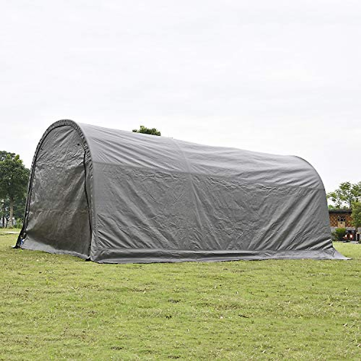 Walsport Carport Garage Car Canopy Tent Patio Portable for Garden Storage Large Heavy Duty Grey 20 x 10 x 8 Feet Round Roof