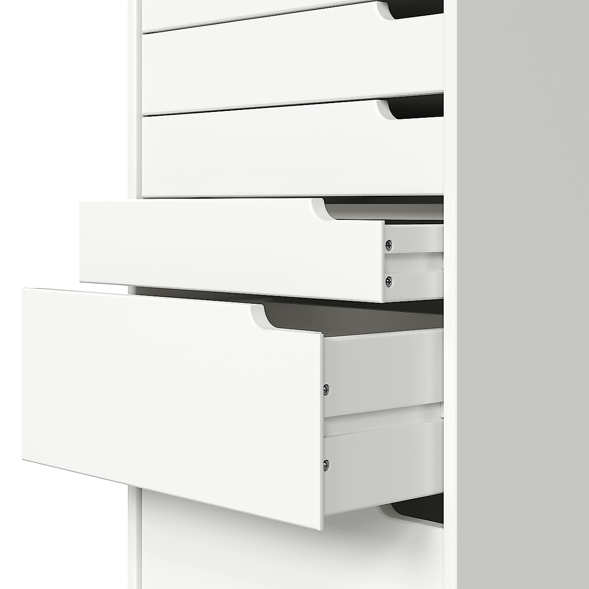 Adeptus Original Euro Roll Cart, Solid Wood, 6+2 Drawer Extra Wide Drawers Roll Carts, White