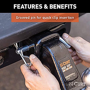 CURT 21507 Heavy-Duty Trailer Hitch Pin & Clip with Grooved Head, 5/8-Inch Diameter, Fits 2-1/2 or 3-Inch Receiver