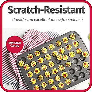 GoodCook 48-Cup Nonstick Steel Mini Cupcake and Muffin Pan, Gray