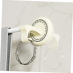 DRESSOOS 2pcs No Punching Bath Towel Organizer Bathroom Door Wall Hanging White Towel Rack Double Pole Tower Hanger No Trace Stickers Multifunction abs Iron Pipe Paint Wall-Mounted Shelf