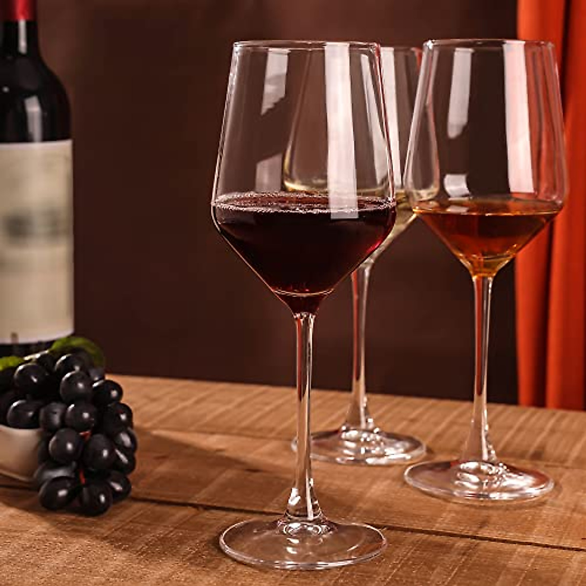 HAKEEMI Laser Cold Cutting Wine Glasses Set of 8, 17 oz Clear Wine Glasses with Stem, Dishwasher Safe