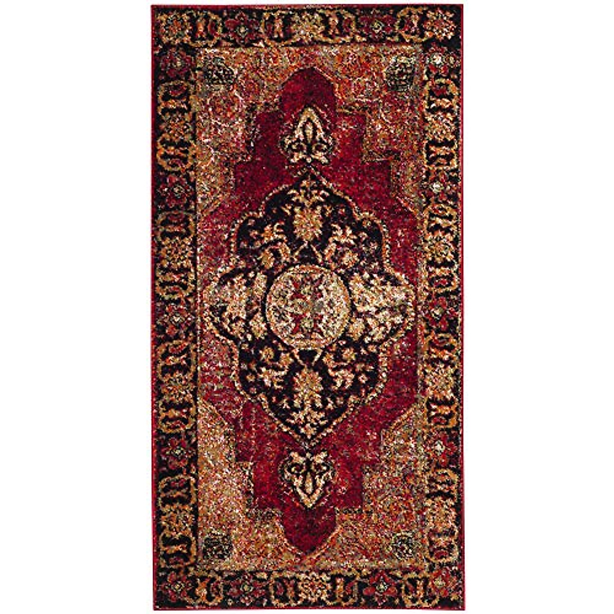 SAFAVIEH Vintage Hamadan Collection Accent Rug - 2'3" x 4', Red & Multi, Oriental Persian Design, Non-Shedding & Easy Care, Ideal for High Traffic Areas in Entryway, Living Room, Bedroom (VTH219A)