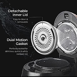 CUCKOO 6 Cup (Uncooked) 12 Cup (Cooked) Rice Cooker with Dual Pressure Modes, LED Display Panel, Durable Non-Stick Inner Pot with Optimal Heat Distribution & Dual Motion Gasket | (Black, CRP-RT0609FB)