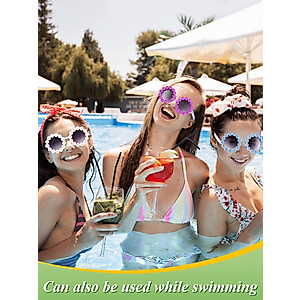 Dunzy 6 Pack Daisy Flower Sunglasses for Women Retro Hippie Round Glasses 70s Disco Groovy Sunglasses for Party Costume Accessories, 6 Colors