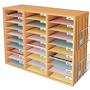 Really Good Stuff Classroom Oak Mail Center and Paper Holders