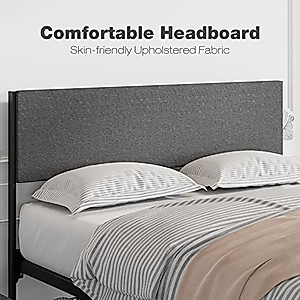 Amyove Queen Size Bed Frame with 2 Storage Drawers, Grey Queen Platform Upholstered Bed Frame with Headboard, Mattress Foundation with Steel Slats Support, No Box Spring Needed (Queen)