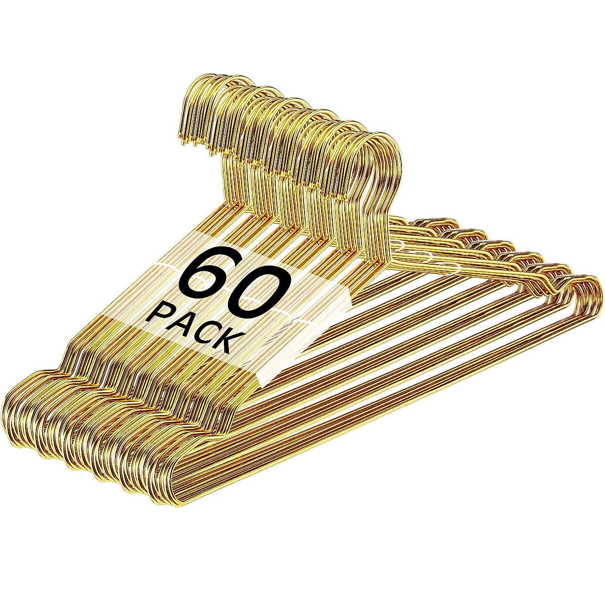 Suclain 60 Packs Gold Metal Wire Clothe Hangers 17.7 Inch Gold Wire Hangers Stainless Steel Hangers Bulk Heavy Duty Round Hook Thin Hangers for Coats Bridal Dry Cleaner(Gold)