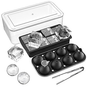 Large Ice Cube Tray for Whiskey: Ice Ball Maker for Cocktails - Large Ice Trays for Whisky Ice Sphere - Big Ice Cube Maker for Bourbon Square Ice