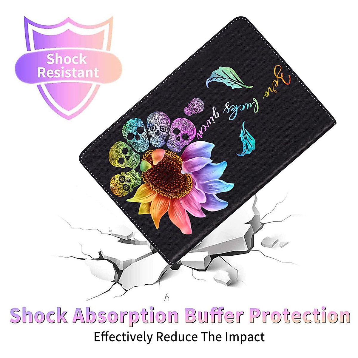Case for iPad Pro 11 Inch 2022/2021/2020 (4th/3rd/2nd Generation),iPad Air 5th / 4th Generation 10.9 Inch (2022/2020) Case, Durable Shockproof Protective Cover，Sugar Skulls and Sunflowers