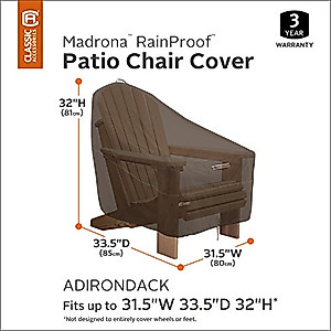 Classic Accessories Madrona Waterproof 31.5 Inch Patio Adirondack Chair Cover