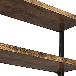 IRONCK Bookshelf Industrial 3 Shelf Bookcase, Wood Storage Shelf with Metal Frame for Living Room, Vintage Brown