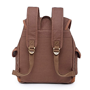 TSD Brand Dolphin Studded Canvas Backpack (Dark Brown)
