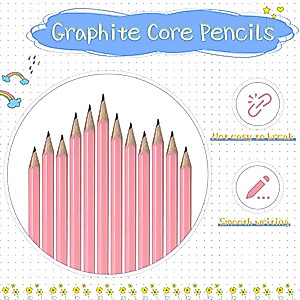 24 Pieces Small Pencils Half Pencils Golf Pencils with Eraser Easy to Hold Graphite HB Pencils for Baby Shower Bridal Shower Wedding Golf School Office (Pink)