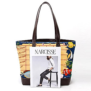 Timetable with Underwater World Tote Bags Large Leather canvas Purses and Handbags for Women Top Handle Shoulder Satchel Hobo Bags