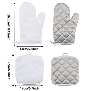HHTDD 4PCS Sublimation Blanks Products Gifts,2 Sublimation Blanks Oven Mitts,2 Sublimation Blanks Pot Holder,Sublimation Heat Resistance Oven Gloves Pot Holders DIY Kitchen Dining Room Accessories