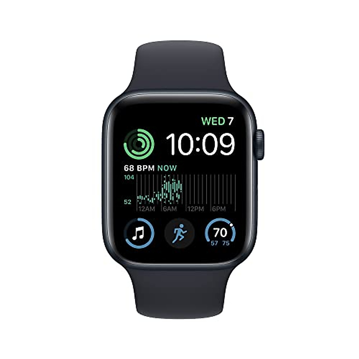 Apple Watch SE (2nd Gen) [GPS 44mm] Smart Watch w/Midnight Aluminum Case & Midnight Sport Band - M/L. Fitness & Sleep Tracker, Crash Detection, Heart Rate Monitor, Retina Display, Water Resistant