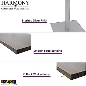 SKUTCHI DESIGNS INC. 6 Person Conference Table with Metal Base | Rectangular Shaped | Harmony Series | 6' | Driftwood | Factory Clearance