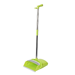 Easy Gleam Broom and Dustpan Set - Heavy-Duty Combo Set for Home Cleaning - Stand-Up Long Dustpan and Brush with Built-in Scraper, Teeth, Clip-On Storage - Cleaning Supplies for Kitchen, Lobby Room