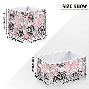 xigua Dahlia Flower Rectangle Storage Bin Large Collapsible Storage Box Canvas Storage Basket for Home,Office,Books,Nursery,Kid's Toys,Closet