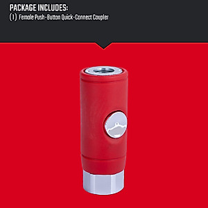 CRAFTSMAN Push Button Coupler, Female, 1/4-in NPT Industrial and Automotive Plug Compatibile, Quick-Disconnect