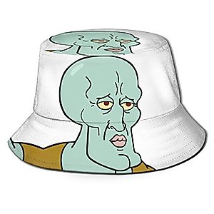 Handsome Squidward Meme Unisex Bucket Hat Summer Travel Beach Sun Hats Outdoor Cap