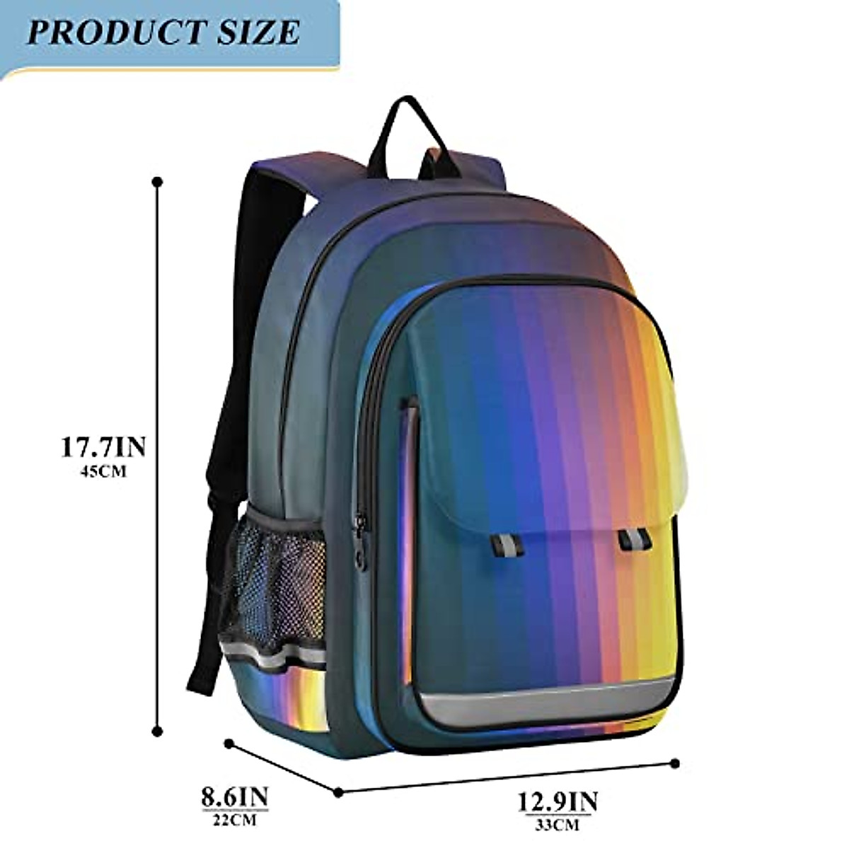 Glaphy Abstract Colorful Stripes Backpack School Bag Lightweight Laptop Backpack Student Travel Daypack