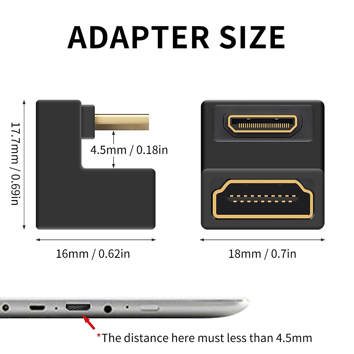 Duttek 180 Degree Mini HDMI to HDMI Adapter 8K, U Shaped HDMI to Mini HDMI Adapter 48Gbps UHD Down Angle Mini HDMI Male to HDMI Female Extender Converter for Cameras, Projectors 2 Pack