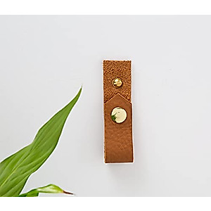 KEYAIIRA - Leather Hanger Strap with Snap that Opens & Closes - functional wall entryway organizer hook bathroom hand towel holder brass boho decor wall jewelry holder