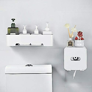 JOMOLA Shower Caddy Adhesive Bathroom Shelves Shower Shelf Caddy Wall Storage Basket Tray Bathroom Organizers Accessories Plastic, White