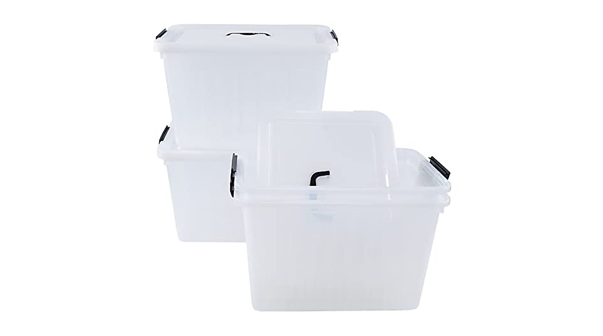 Xyskin 4-Pack Large Storage Bins - Durable & Clear
