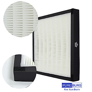 PUREBURG WK01234QPC True HEPA Filter Set Compatible with Oreck WK01234QPC Fits WK10002QPC and Plus Pet WK10052QPC Air Purifiers,H13 Activated carbon Pre-Filter Air Clean,2-Pack