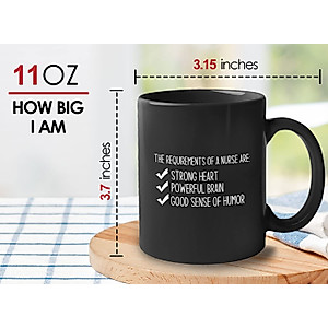 Bubble Hugs Nurse Coffee Mug 11oz Black - The Requirements - Labor Clinical Certified Nursing Assistant Surgical Emergency Oncology Practitioner