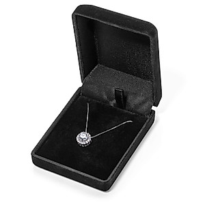 Everyday Elegance 14K Solid White Gold Pendant Necklace | Round Halo Cubic Zirconia Solitaire | 1.25 CTW | 16 Inch .60mm Box Link Chain | With Gift Box