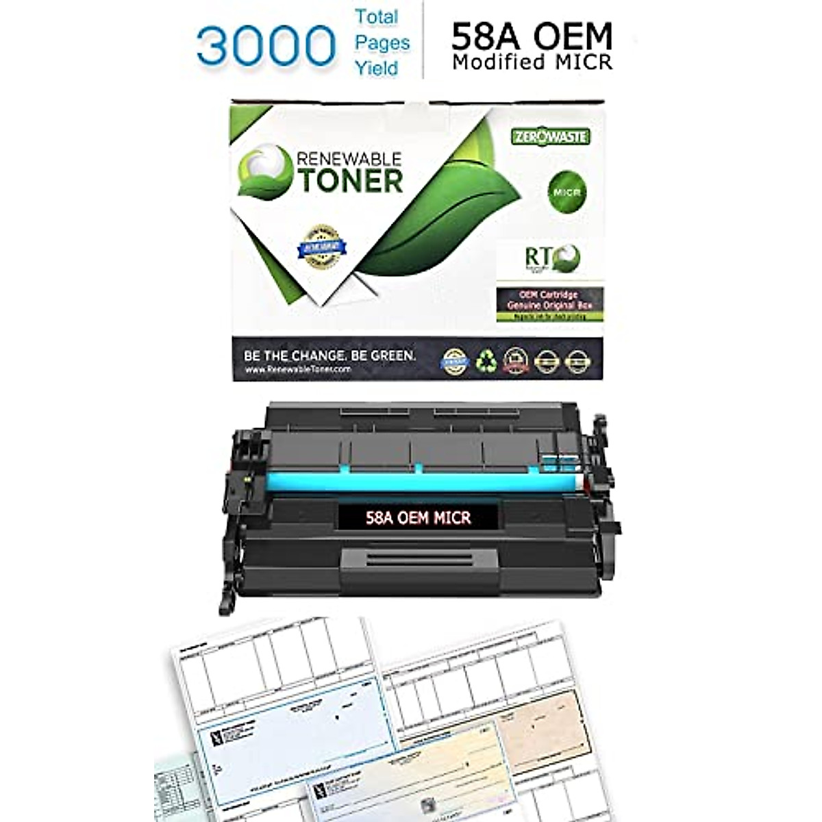 RT MICR Compatible Replacement for 58A CF258A 258A OEM Modified Toner | Laser Pro M404n M404dn M404dw MFP M428fdw M428fdn M428dw M404 M428 | 58X CF258X Check Printer Cartridge