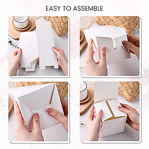 Shindel 50PCS Small Gift Boxes, 4x4x4 Inch White Gift Boxes with Lids Candy Treat Boxes Favor Boxes Candle Boxes for Birthday Bridal Shower Wedding