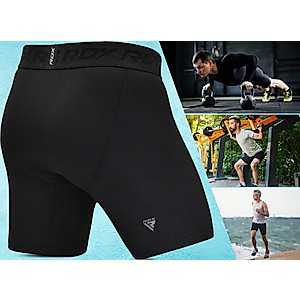 RDX Compression Shorts Men Ultra-Tight Stretchable Baselayer Athletic Sports, Spandex Activewear Underwear Workout Running Black