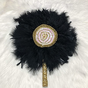 African Custom Wedding Feather Hand Fan for Wedding Handmade Lady Turkey Feather Fan Craft for Wedding Party Bride Hand Held Fan