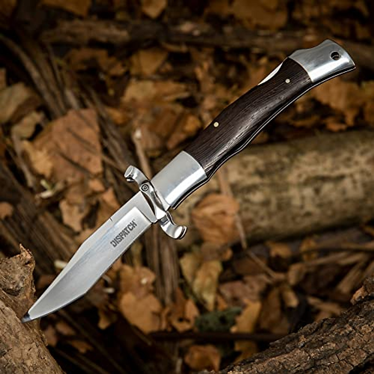 Dispatch Folding Pocket Knife Stainless Steel Mirror Blade, with Wenge Wood Handle, Back Lock Design and Hand-blocking Design for Outdoor, Tactical, Survival, and EDC