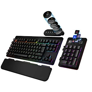Mountain Everest Max Mechanical Gaming Keyboard - USB Hub - Cherry MX Hot-Swappable Switches - RGB Backlit (Midnight Black, Red - Linear & Quiet)